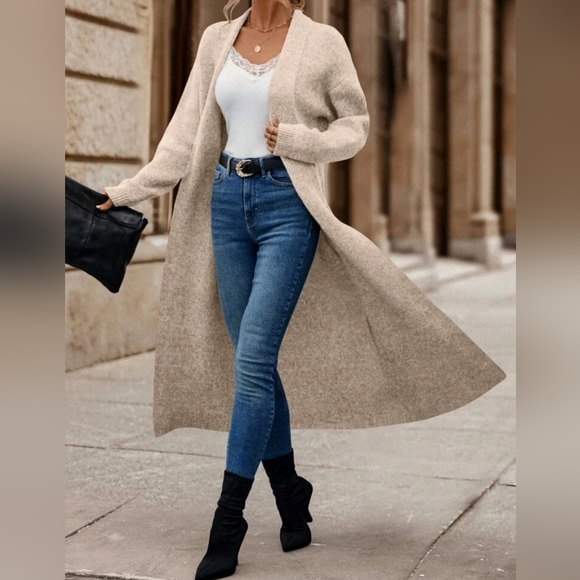 Sweaters | New Luxe Shawl Collar Long Maxi Knit Duster Cardigan Beige ...